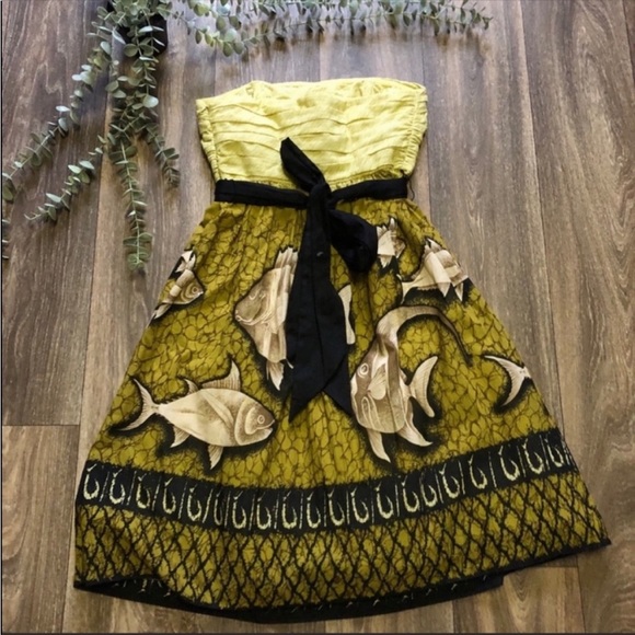 Anthropologie | Dresses | Anthropologie Vanessa Virginia Green Fish ...